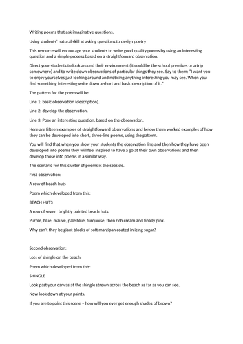 Using questions to write good poetry | Teaching Resources