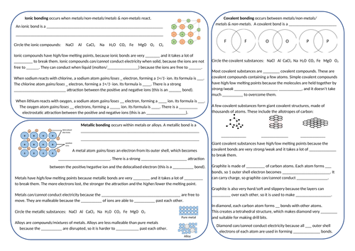 Structure & Bonding A3 Revision Summary Sheet/Mat | Teaching Resources