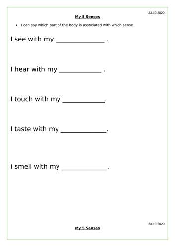 Common Sense Worksheet