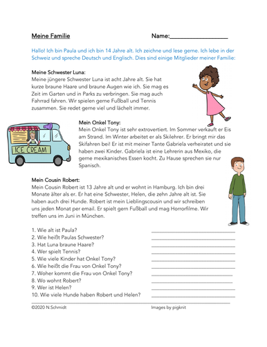 Meine Familie Lesung: My Family German Reading | Teaching Resources