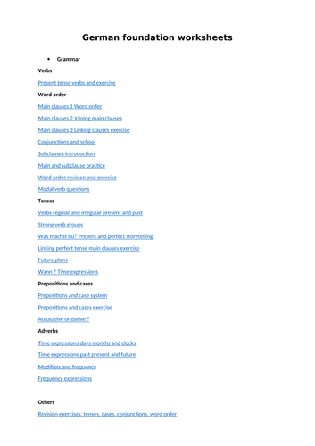 German basic grammar worksheets | Teaching Resources