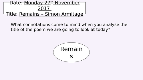 Remains - Simon Armitage | Teaching Resources