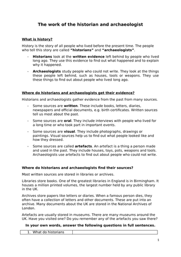 Job of the historian | Teaching Resources
