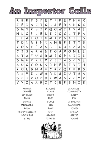 An Inspector Calls word search | Teaching Resources An Inspector Calls word search | Teaching Resources