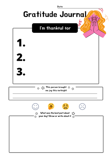 Wellbeing - Gratitude Journal Page | Teaching Resources