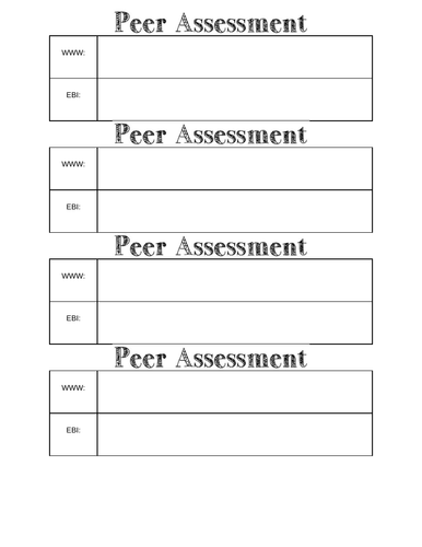 Self / Peer assessment mini sheet | Teaching Resources
