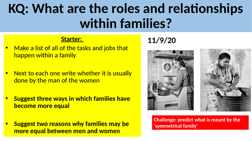GCSE Sociology: Families - L6. Roles and Relationships | Teaching Resources