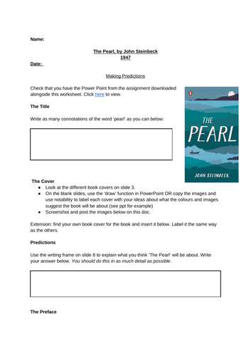 The Pearl - John Steinbeck SOW | Teaching Resources