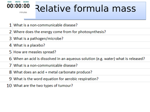 Topic 3 Relative formula mass AQA trilogy | Teaching Resources