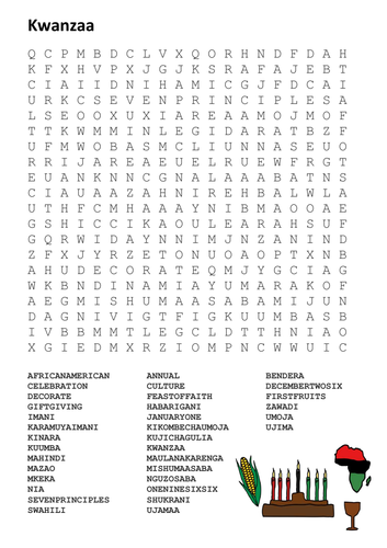 Kwanzaa Word Search | Teaching Resources