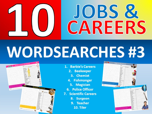 10 Careers #3 Jobs Wordsearch Starter Activities Cover Homework Plenary ...