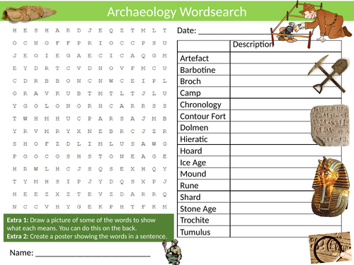 Archaeology #3 Wordsearch Careers History Starter Settler Activity ...