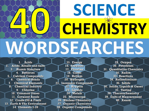 40 Wordsearches Science Chemistry Literacy Cover Homework Plenary ...