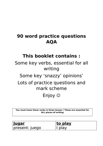 90 word booklet Spanish | Teaching Resources