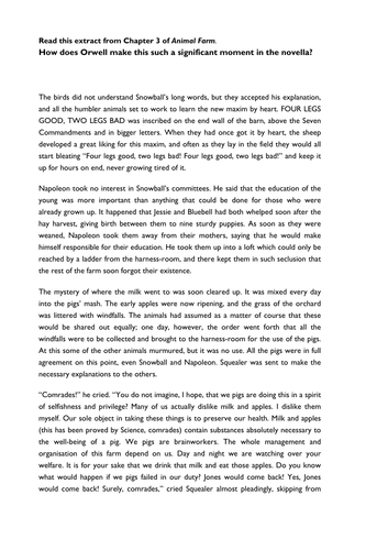 Animal Farm: Chapter 3 | Teaching Resources