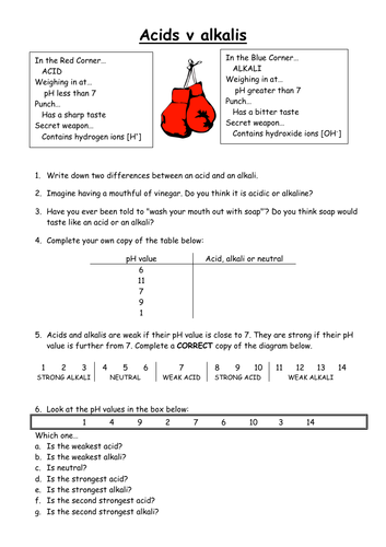 Acid and alkali worksheet | Teaching Resources
