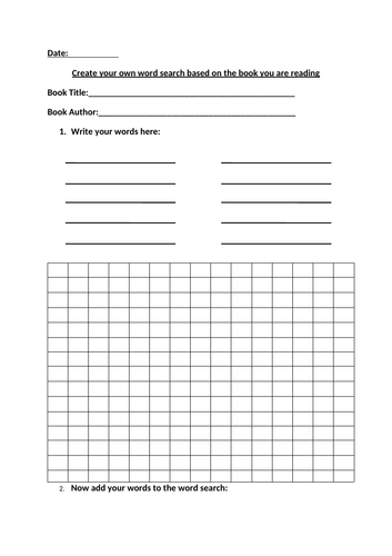 Reading activity - Create Your Own Wordsearch | Teaching Resources Reading activity - Create Your Own Wordsearch | Teaching Resources
