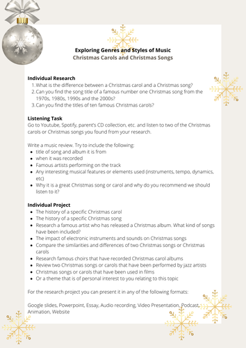 Listening and music project KS3 - Christmas Songs and Carols | Teaching ...