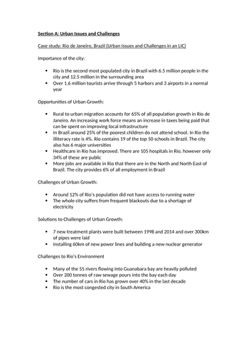 AQA GCSE Geography Paper 2 Case Studies | Teaching Resources