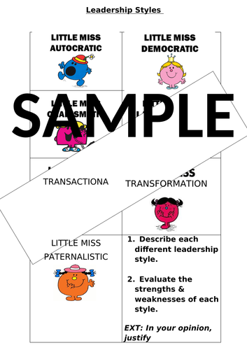 Unit 6 Principles of Management Leadership Styles | Teaching Resources