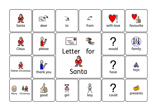 Letter to Santa Keyword Wordmat (Widgit) | Teaching Resources