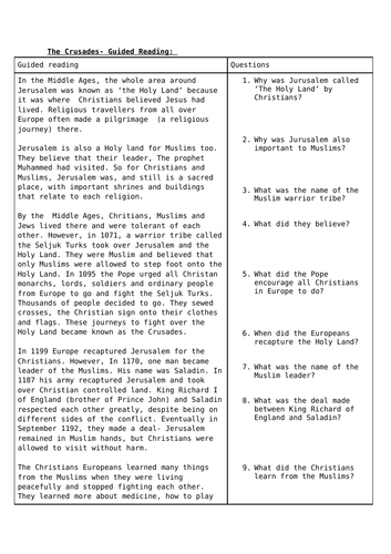 The Crusades | Teaching Resources