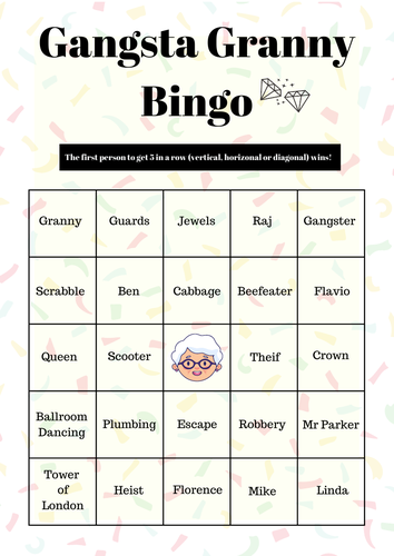 Gangsta Granny Bingo Game - PDF Download with 6 Bingo Cards and a Grid ...