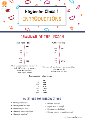 English Beginner Lesson 1 - Introductions (Taster Worksheet)- ESL ... English Beginner Lesson 1 - Introductions (Taster Worksheet)- ESL ...