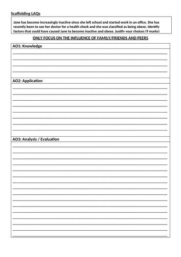AQA GCSE PE Scaffolding Long Answer Questions/ Extended Answers ...