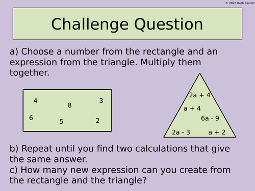 Maths Challenge Question - Expanding Brackets | Teaching Resources
