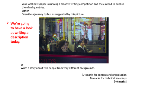 AQA English Language Paper 1 - Question 5 Exemplar question, PowerPoint ...