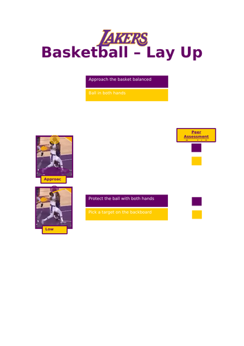 Basketball Lay Up - Lakers | Teaching Resources