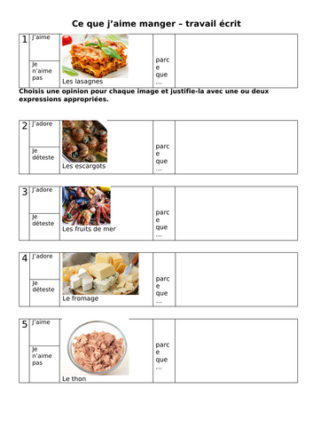 Writing practice food and drink | Teaching Resources