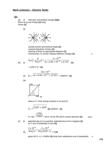 A level Physics - Fields (Chapter 22) Electric fields - Assessment ...
