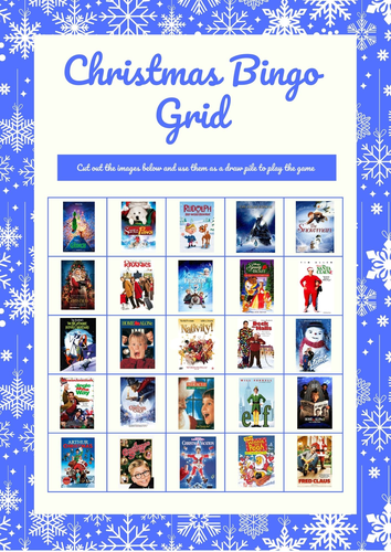 Christmas Movie Bingo - 5 X Bingo Game Sheets and 1 Grid Card. Fun ...