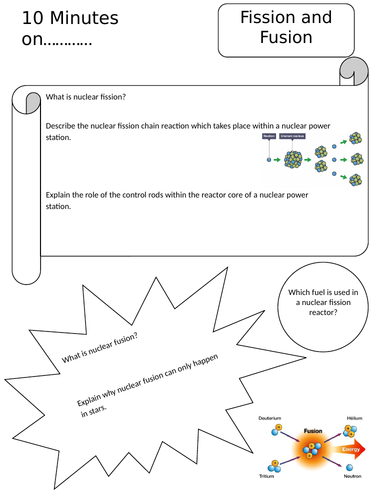 Physics 10 minutes on.... fission and fusion | Teaching Resources