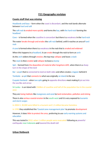 Edexcel Igcse Geography Revision Notes Teaching Resources