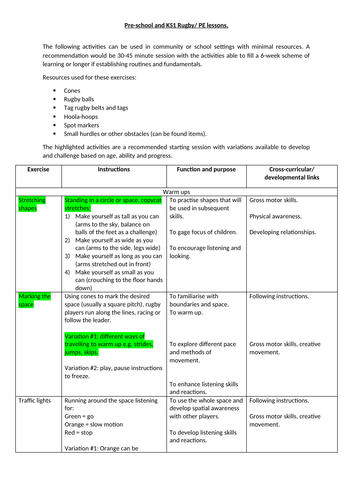 PE / Tag rugby session plans | Teaching Resources
