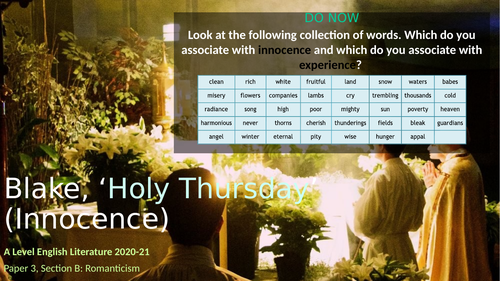 Blake, 'Holy Thursday' (Innocence) | Teaching Resources