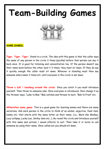 Start of Year - Team-Building Games | Teaching Resources