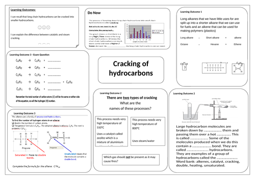 Cracking Hydrocarbons AfL learning mat | Teaching Resources Cracking Hydrocarbons AfL learning mat | Teaching Resources