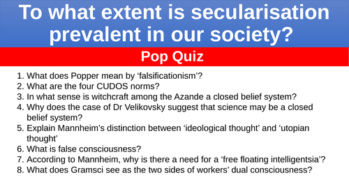 A Level Sociology Beliefs: Secularisation | Teaching Resources