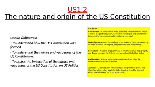 Edexcel - Politics: US Constitution - Nature & Origin of the US ...
