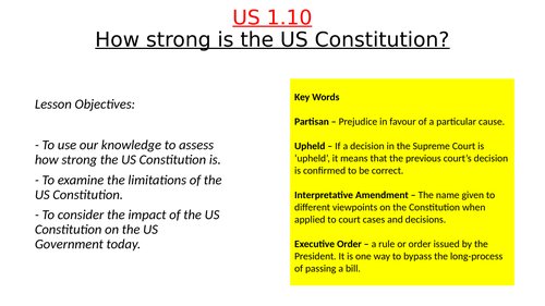 Edexcel - Politics: US Constitution - Strength of the Constitution ...