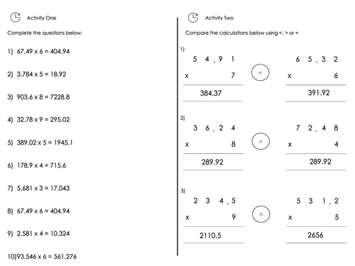 Multiplying Decimals Worksheets Year 6 Multiply Decimals By Integers