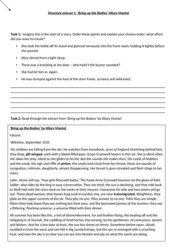 AQA Language paper 1 Q3 structure booklet | Teaching Resources