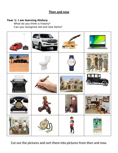 "Then and now" sorting pictures | Teaching Resources