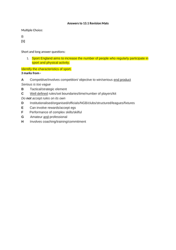 Chapter 13.1 AQA A-Level PE | Teaching Resources