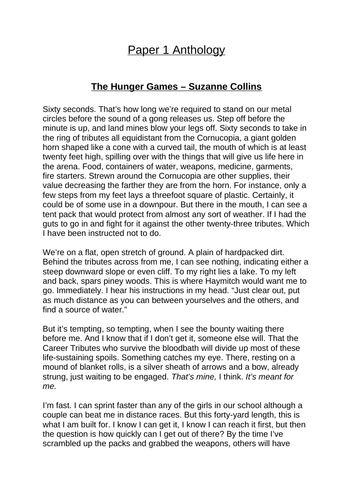 GCSE English PAPER 1 - Selection of Extracts | Teaching Resources