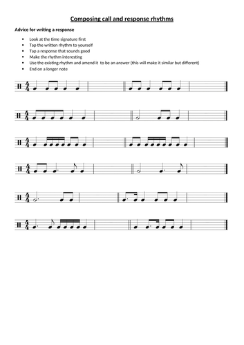 Notating rhythm - 1 bar responses | Teaching Resources